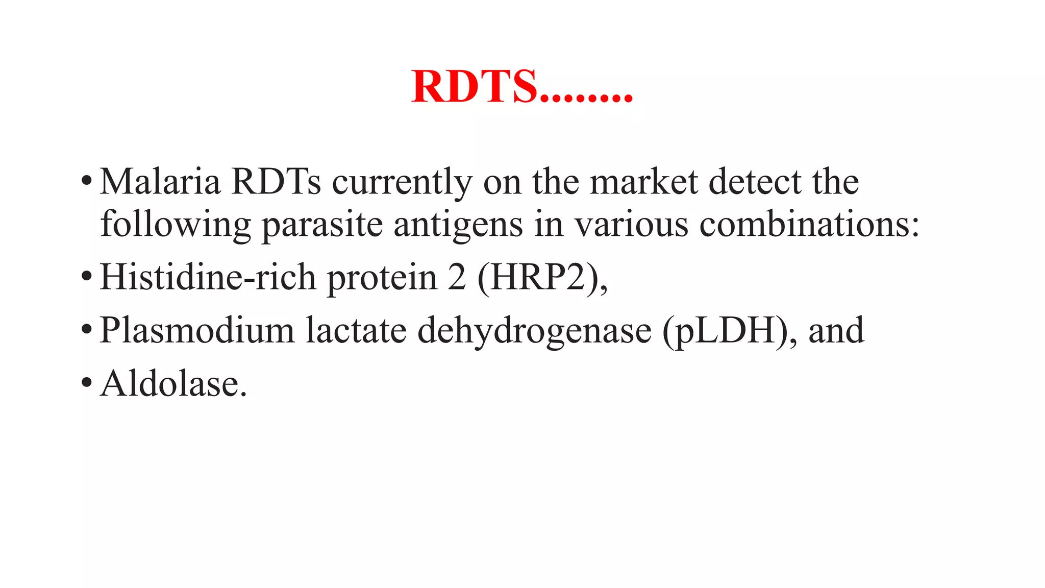 Malaria diagnosis, rd ts vs microscopy | PPTX