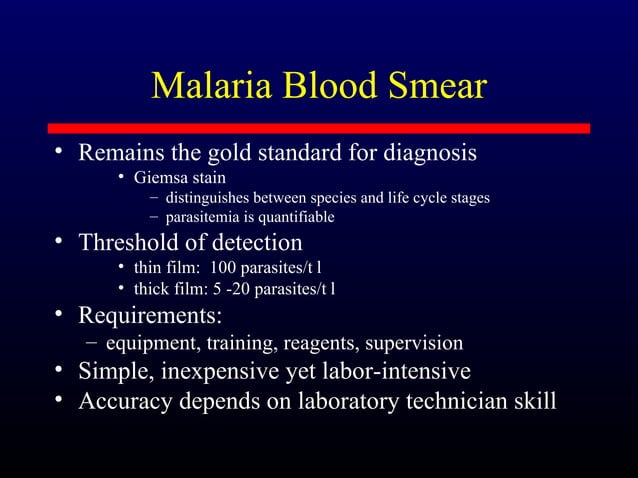 Malaria diagnostics | PPT | Blood Disorders | Diseases and Conditions