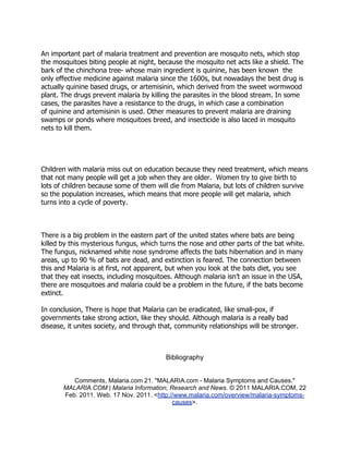 Malariaessay 1 copy | PDF