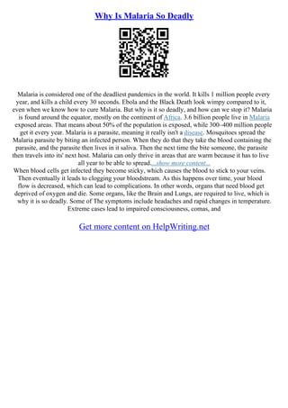 Malaria Essay | PDF