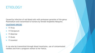 malaria etiology , management, treatment | PPTX