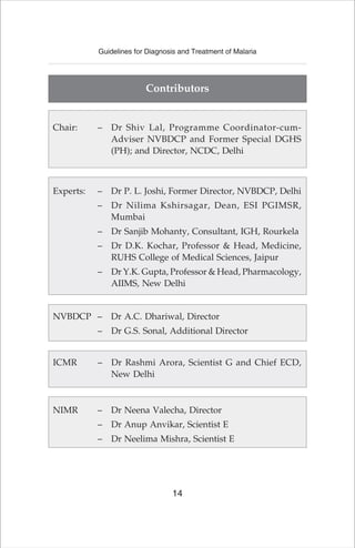 Guidelines for Diagnosis and Treatment of Malaria in India 2014 | PDF