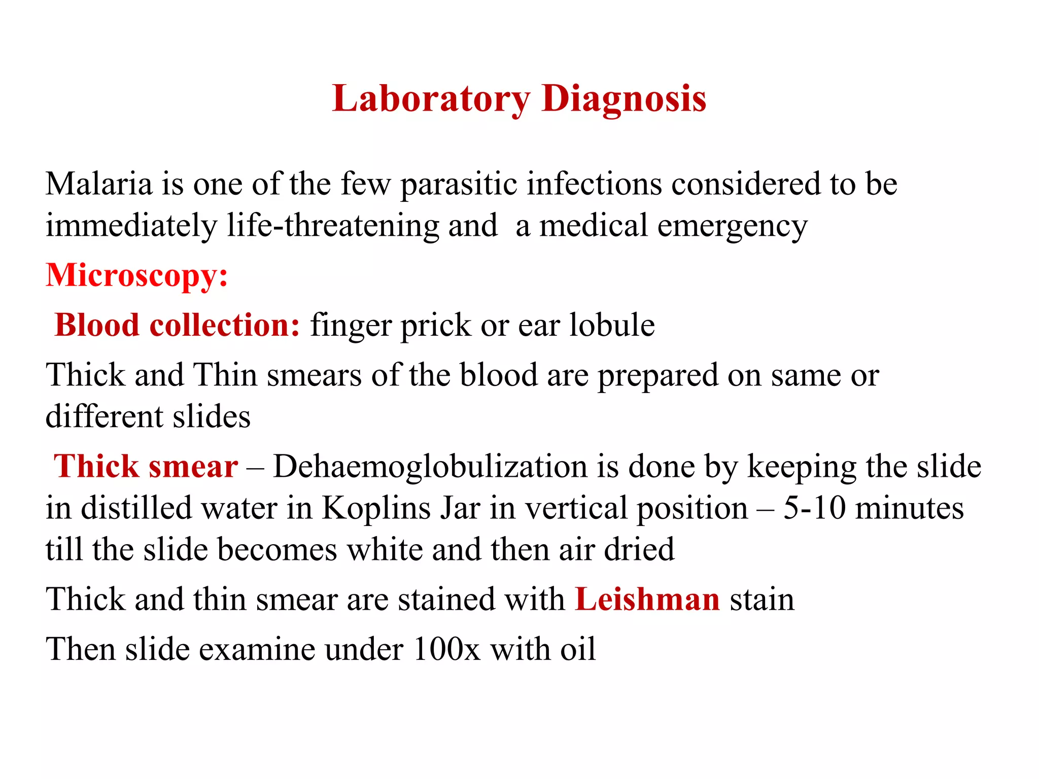 Malaria lab diagnosis | PPTX