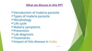 MALARIA PARASITE plasmodium PV PF PM PO.pptx