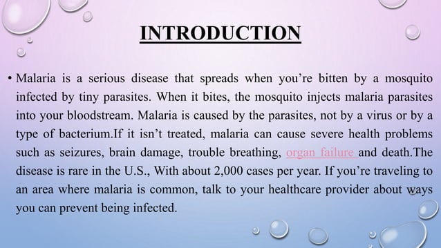 MALARIA PPT.pptx A road to read the Malaria and its Effects to our body and Prevention from this ...