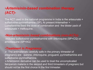treatment of malaria: drugs combinations | PPTX