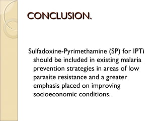 Intermittent Preventive Treatment of Malaria in African Infants. | PPT