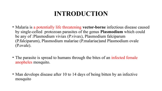 MALARIA presentation in subsaharan africa | PPTX