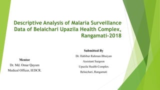 Malaria surveillance analysis of Belaichari Upazila Health Complex | PPTX