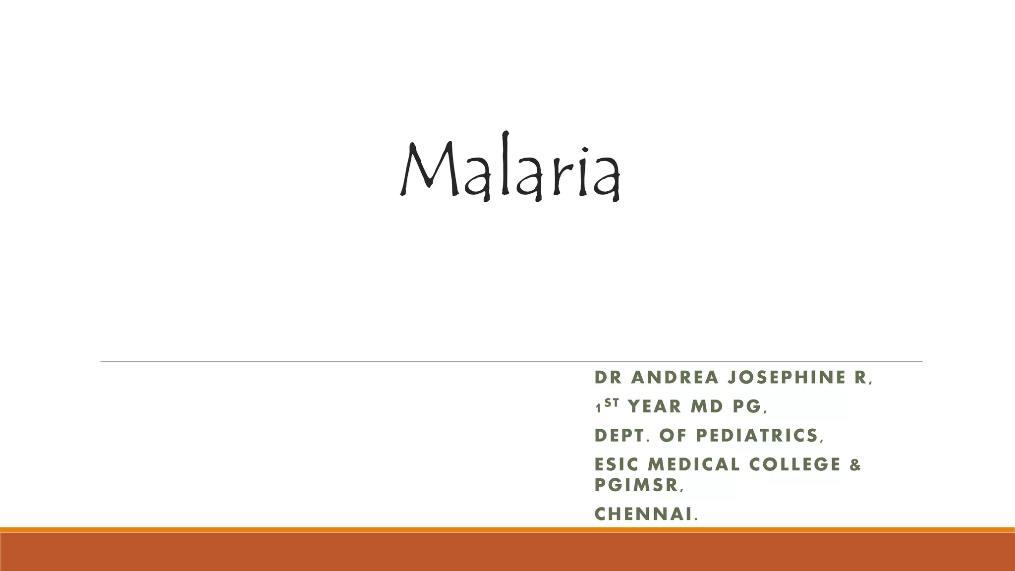 Malaria - Pathophysiology, Life-cycle | PPTX