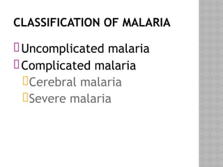 management of children with malaria infection | PPTX