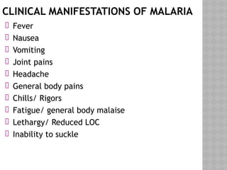 management of children with malaria infection | PPTX