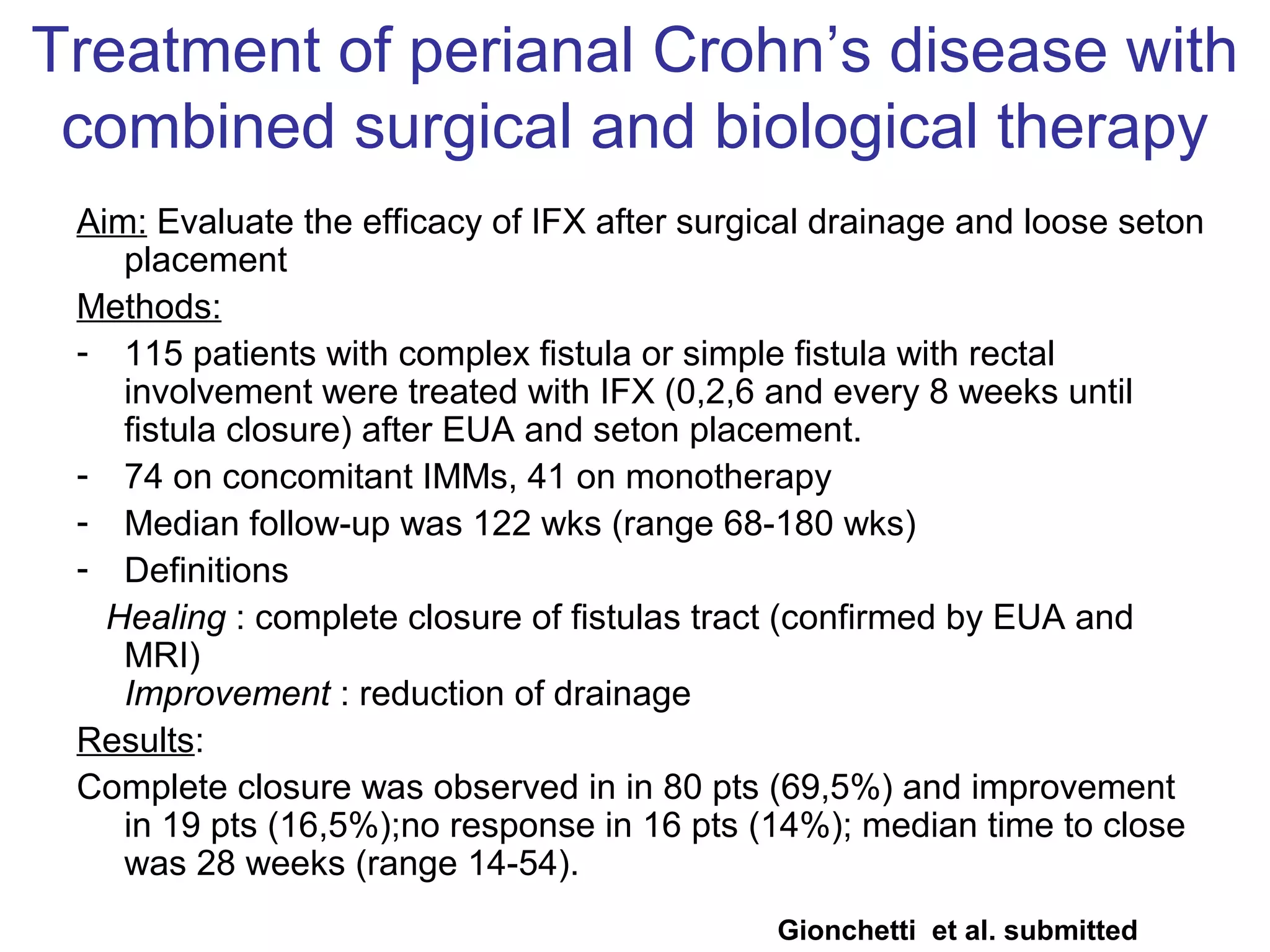 La terapia medica e chirurgica della malattia perianale di Crohn ...