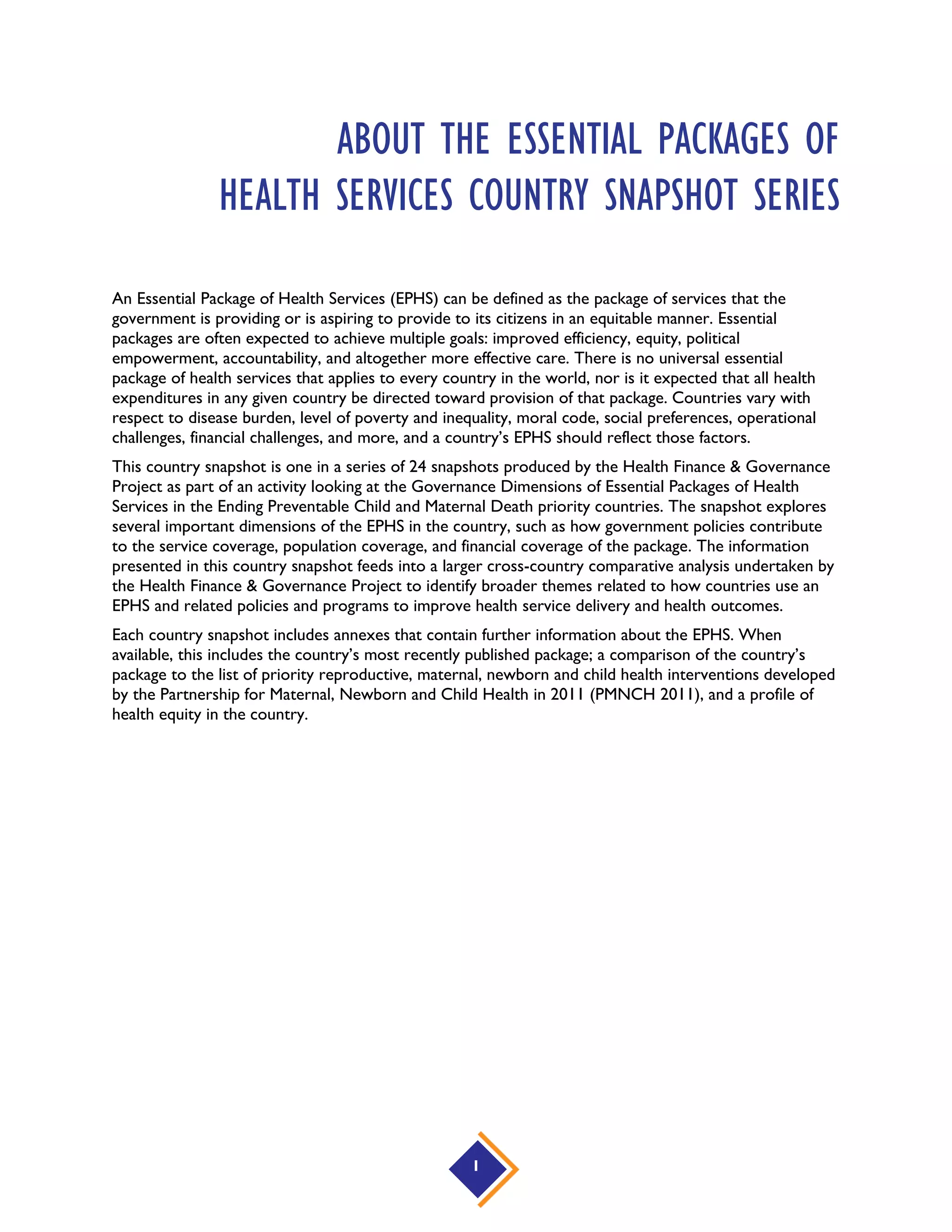 Essential Package of Health Services Country Snapshot: Malawi | PDF