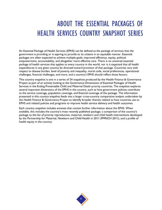 Essential Package of Health Services Country Snapshot: Malawi | PDF