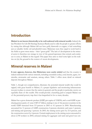 Malawi minerals - Are Malawains Benefiting? | PDF