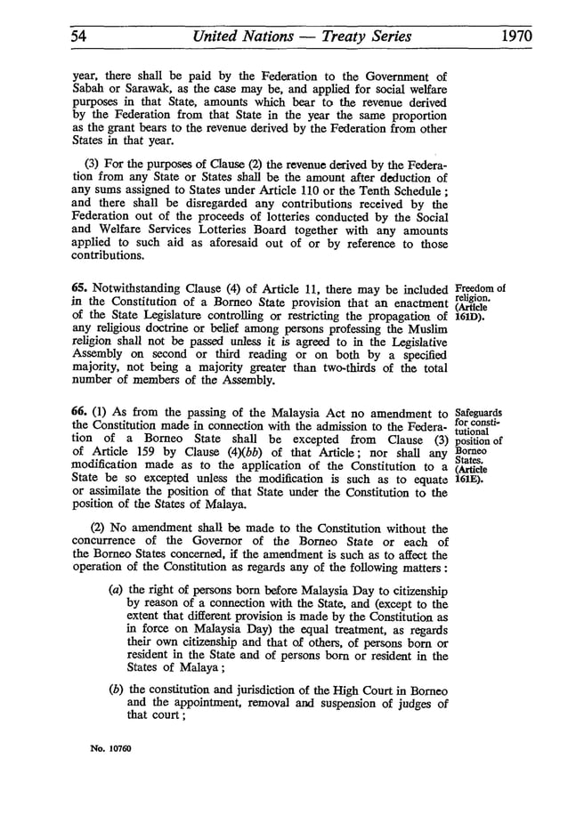 Malaysia Agreement 1963 | PDF