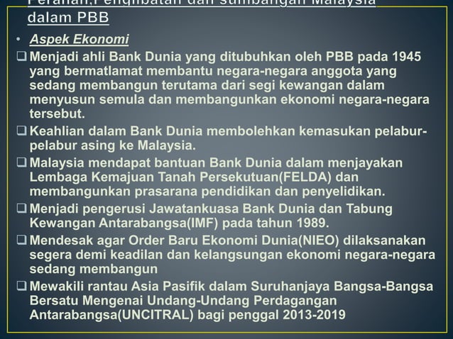 Malaysia dan pertubuhan bangsa bangsa bersatu (pbb) | PPTX