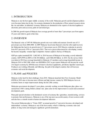 human development report on Malaysia | DOCX