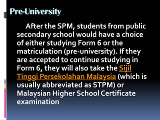 Malaysia educational system | PPTX