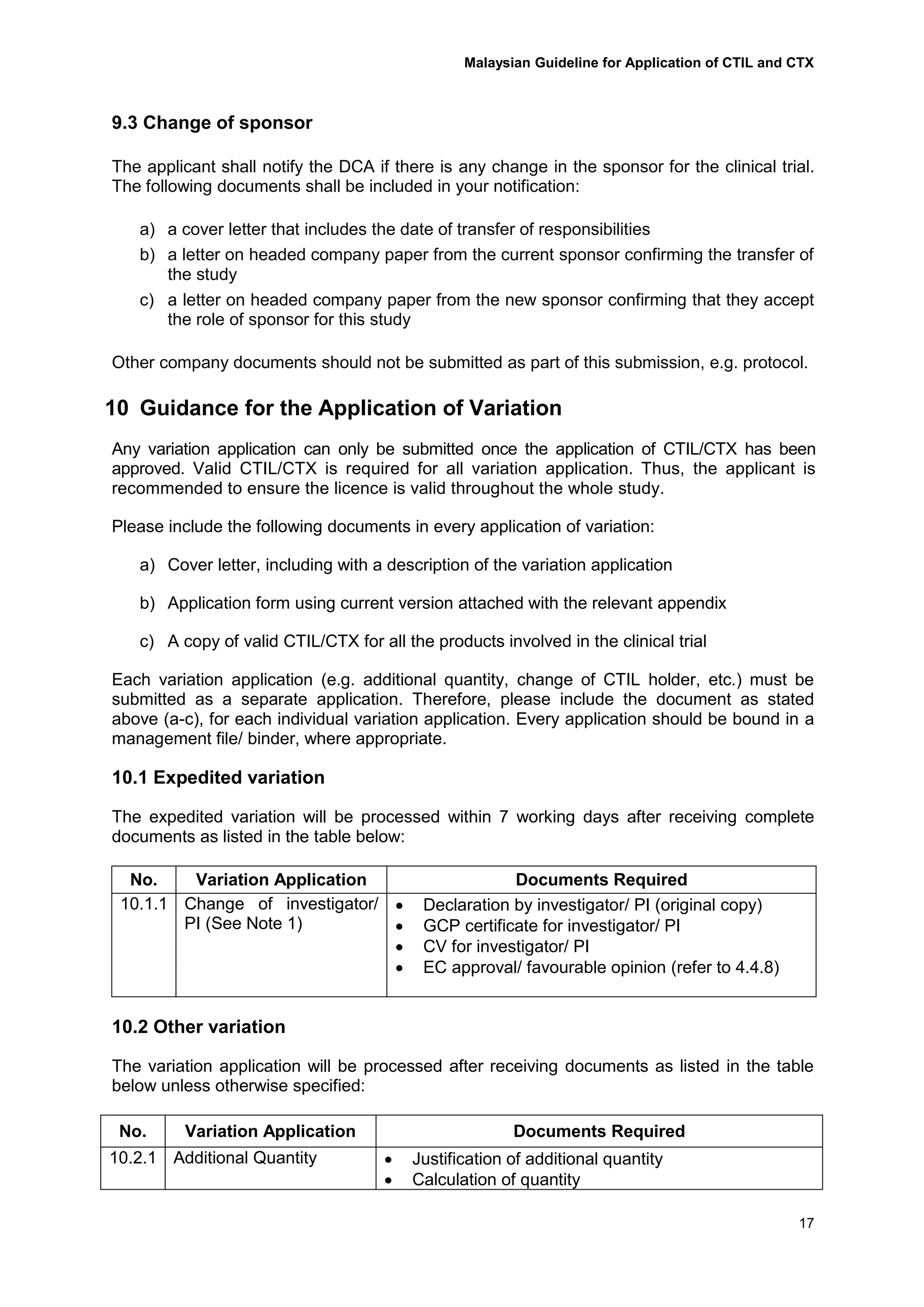 Malaysian Guideline for Application of Clinical Import Licence (CTIL ...