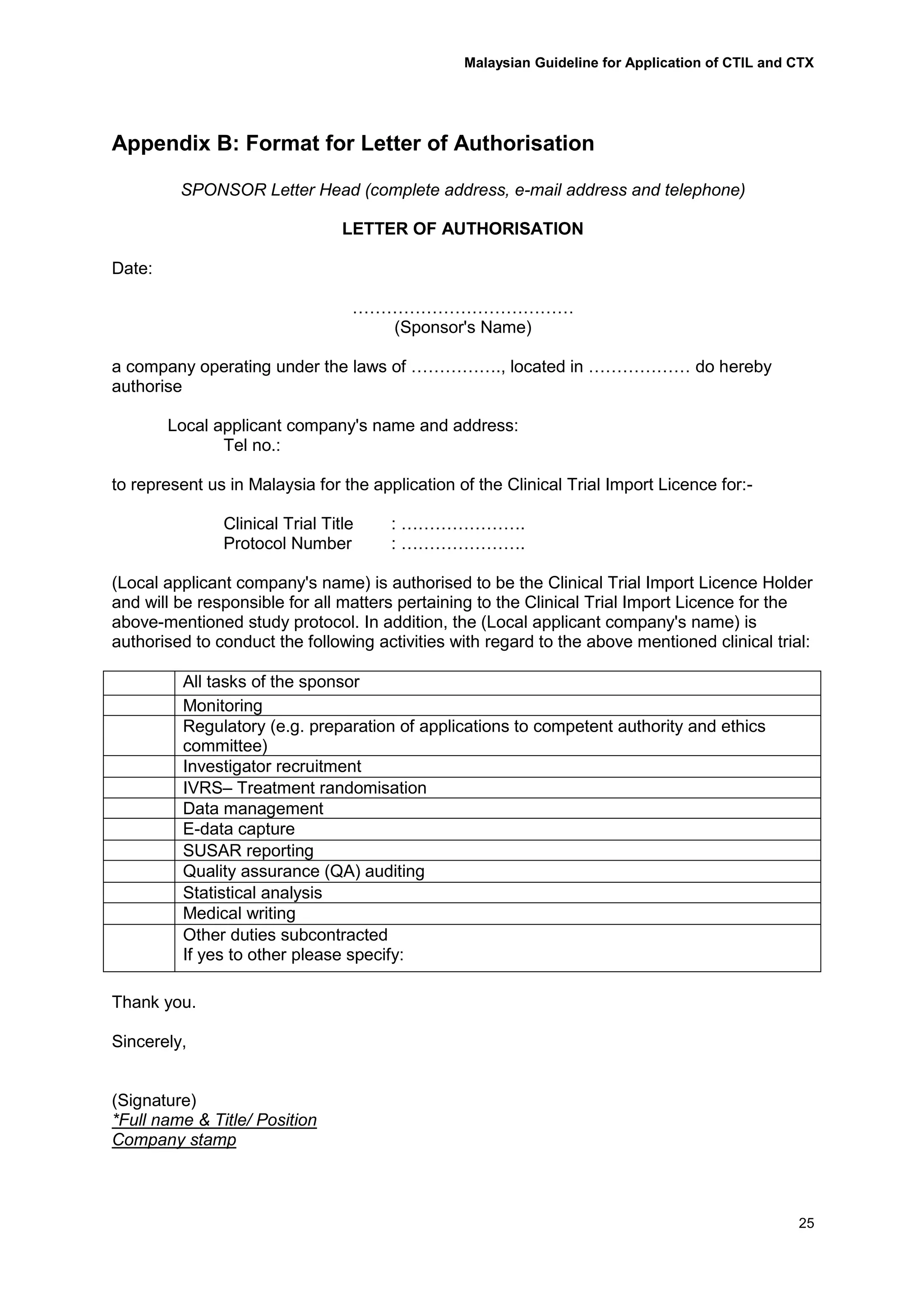 Malaysian Guideline for Application of Clinical Import Licence (CTIL ...