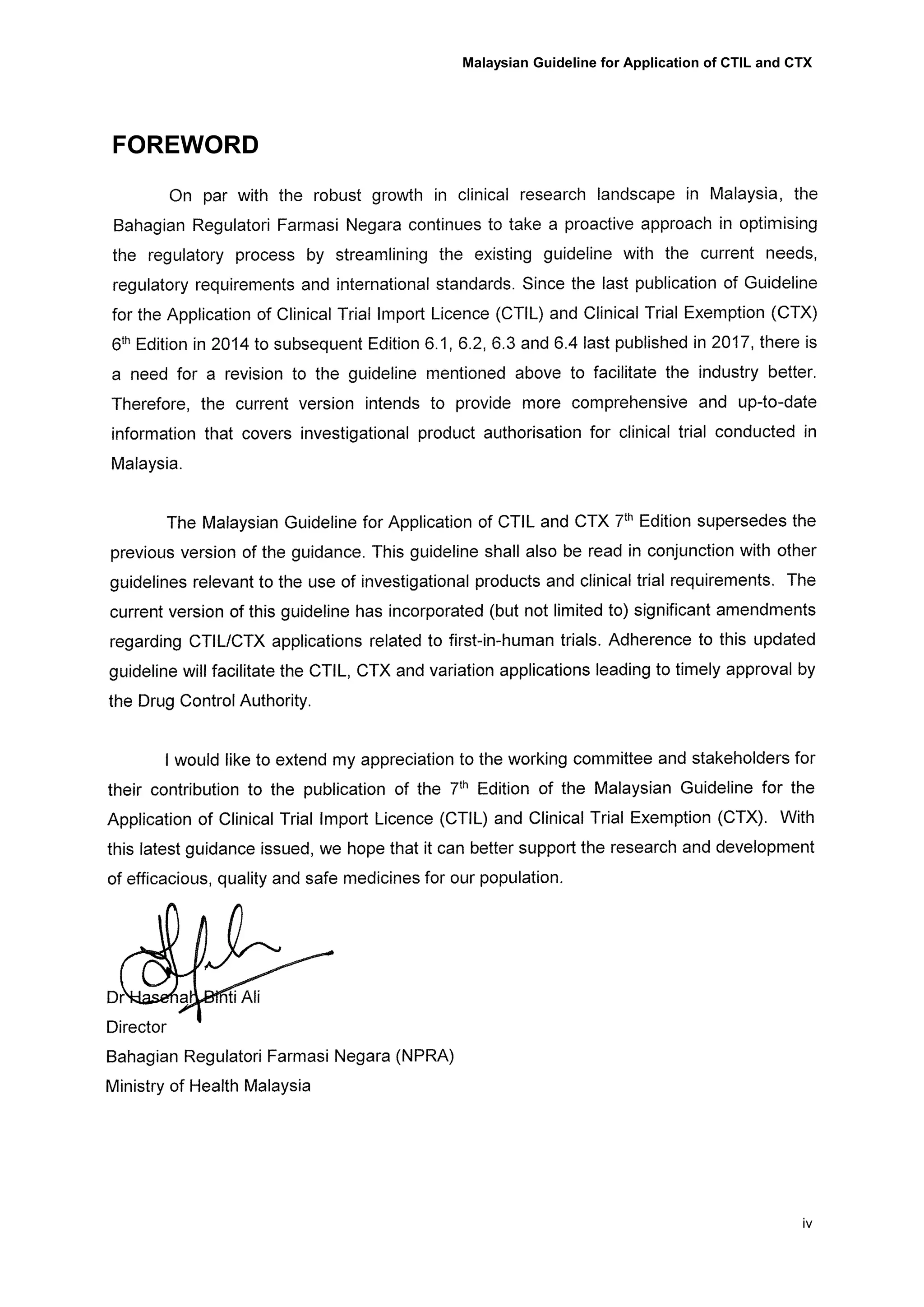 Malaysian Guideline for Application of Clinical Import Licence (CTIL ...