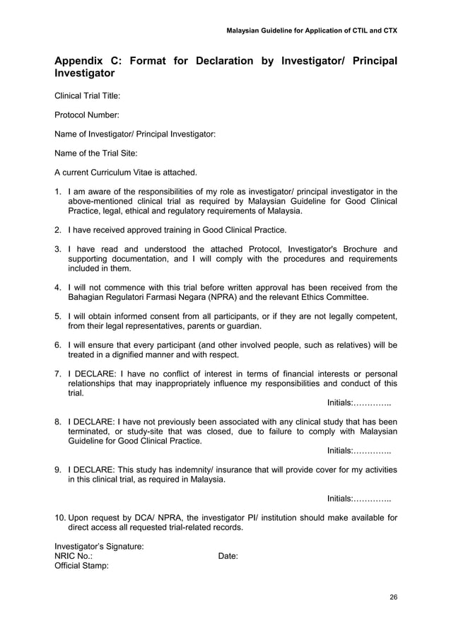 Malaysian Guideline for Application of Clinical Import Licence (CTIL ...