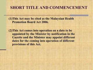 Malaysian Health Promotion Board (Mhpb) Objectives, Functions And ...