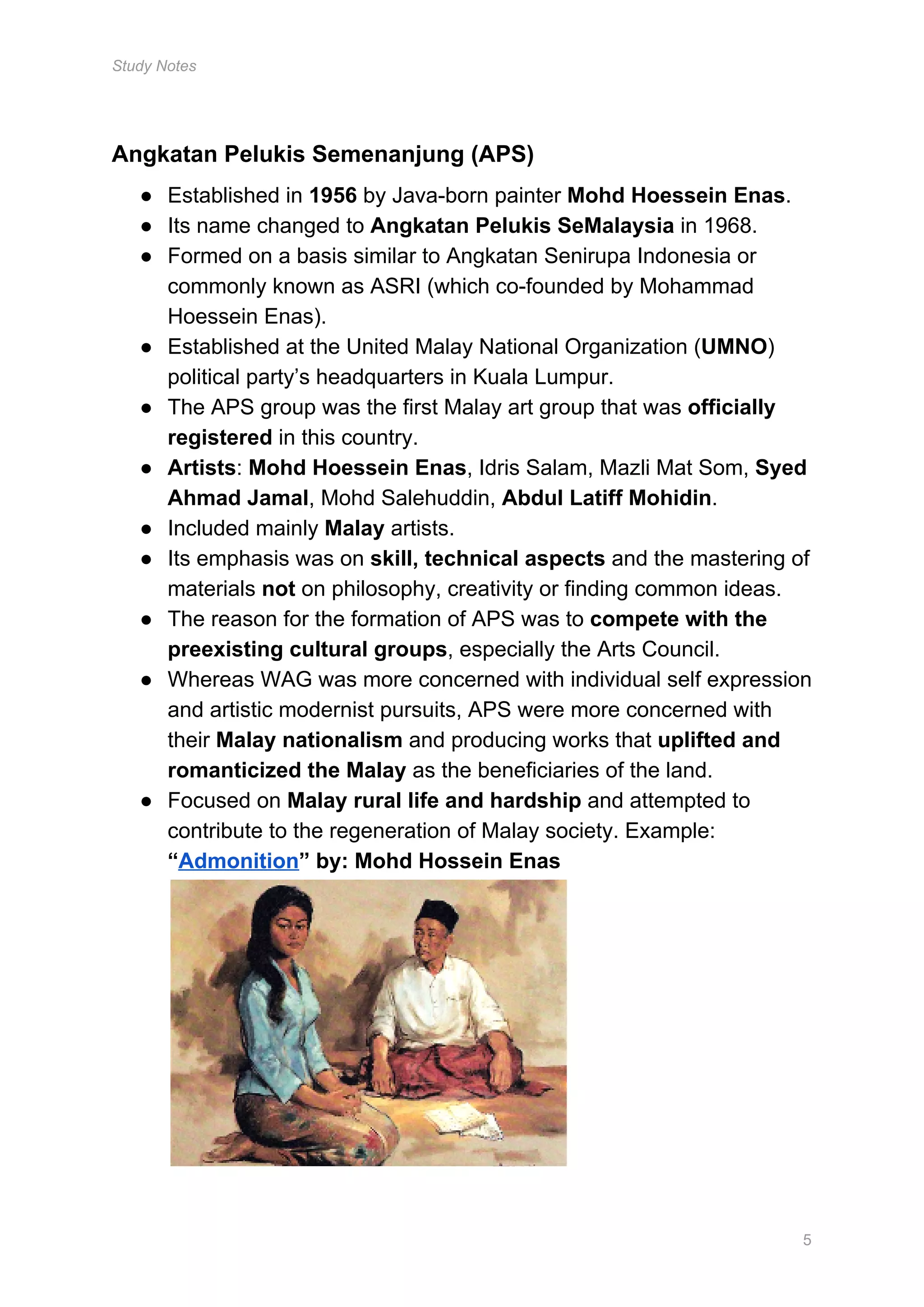 Malaysian Modern Art History - Study Notes | PDF