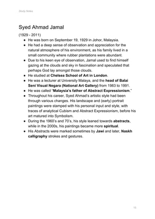 Malaysian Modern Art History - Study Notes | PDF