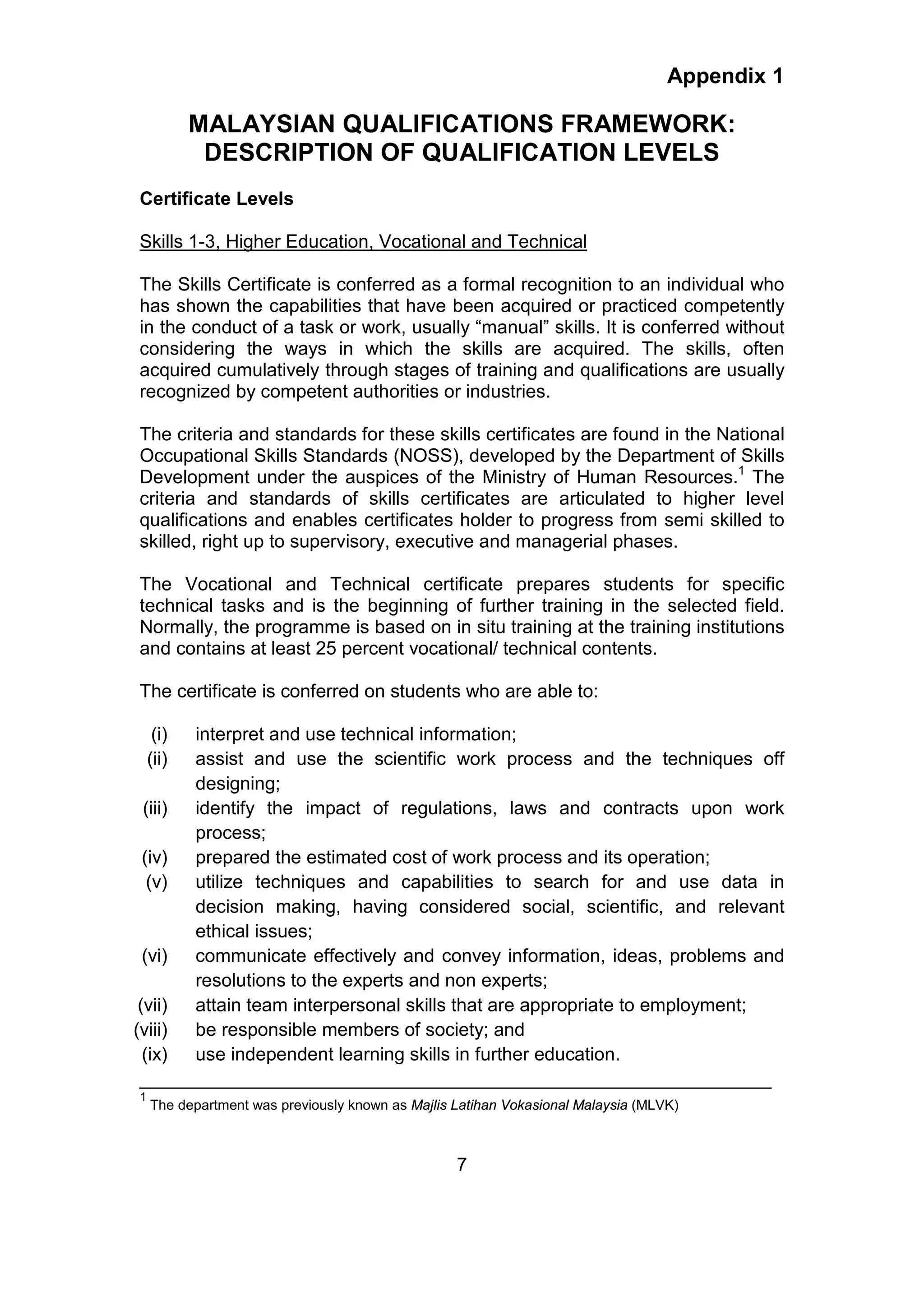 Malaysian qualifications framework 2011 | PDF