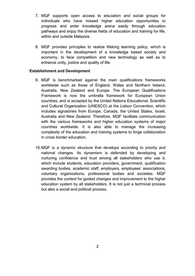 Malaysian Qualifications Framework 2011 Pdf