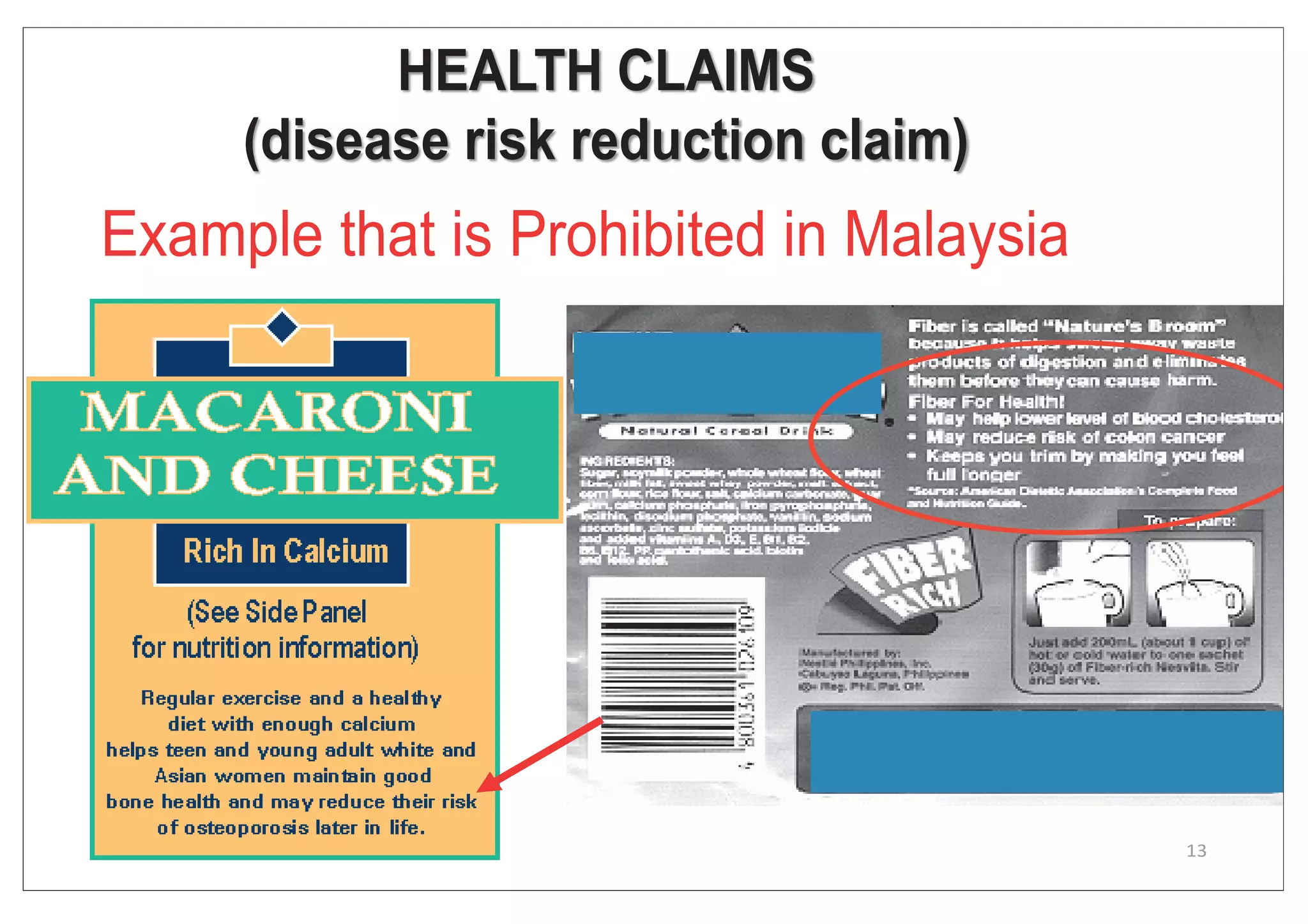 MALAYSIA Nutrition & Labeling Claims_2015 | PDF