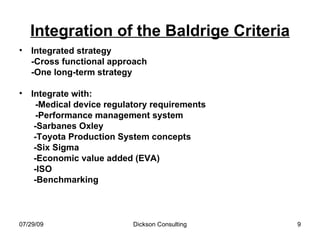 Malcolm Baldrige Criteria | PPT