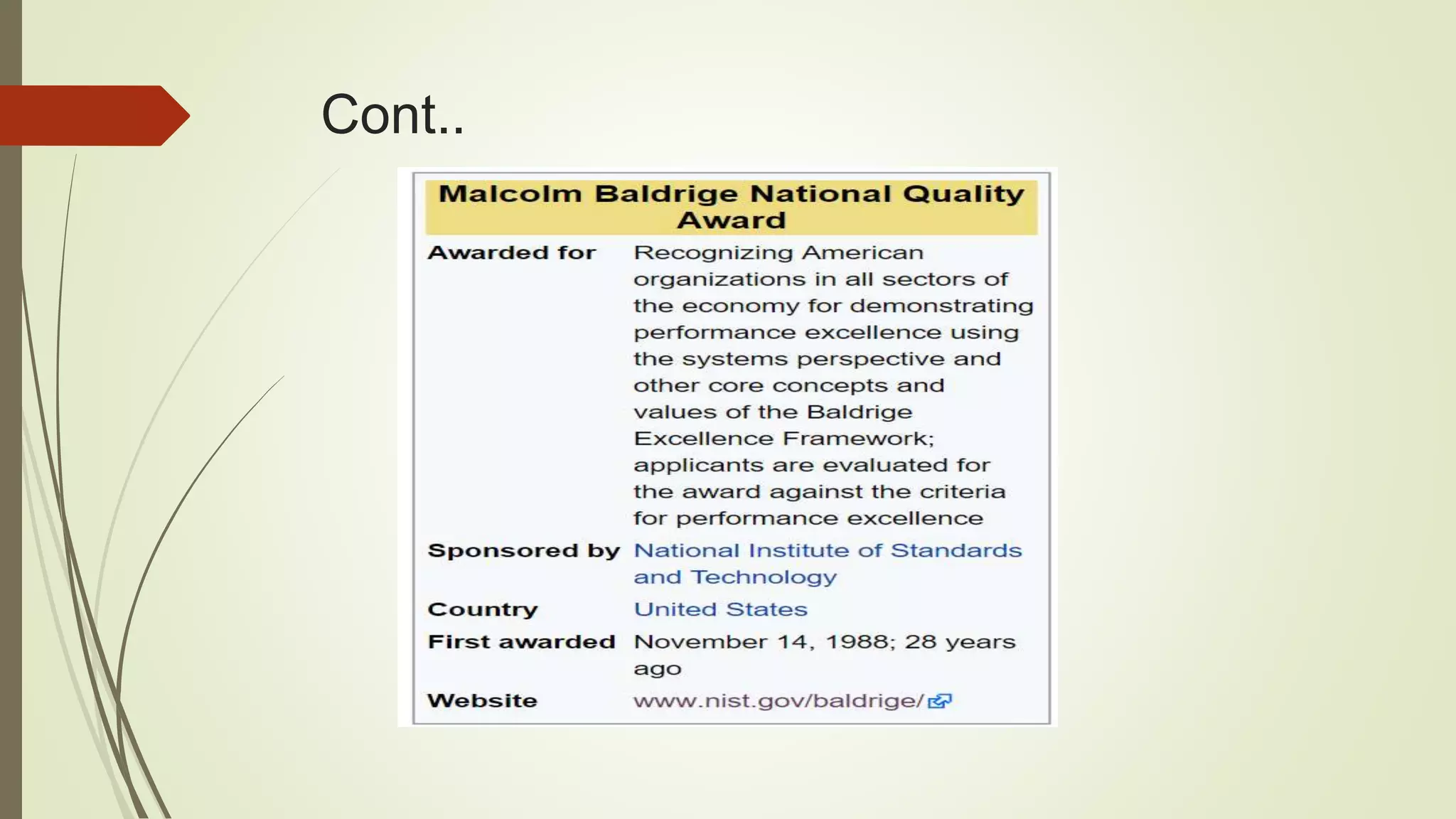 Malcolm baldrige national quality award (mbnqa) | PPTX