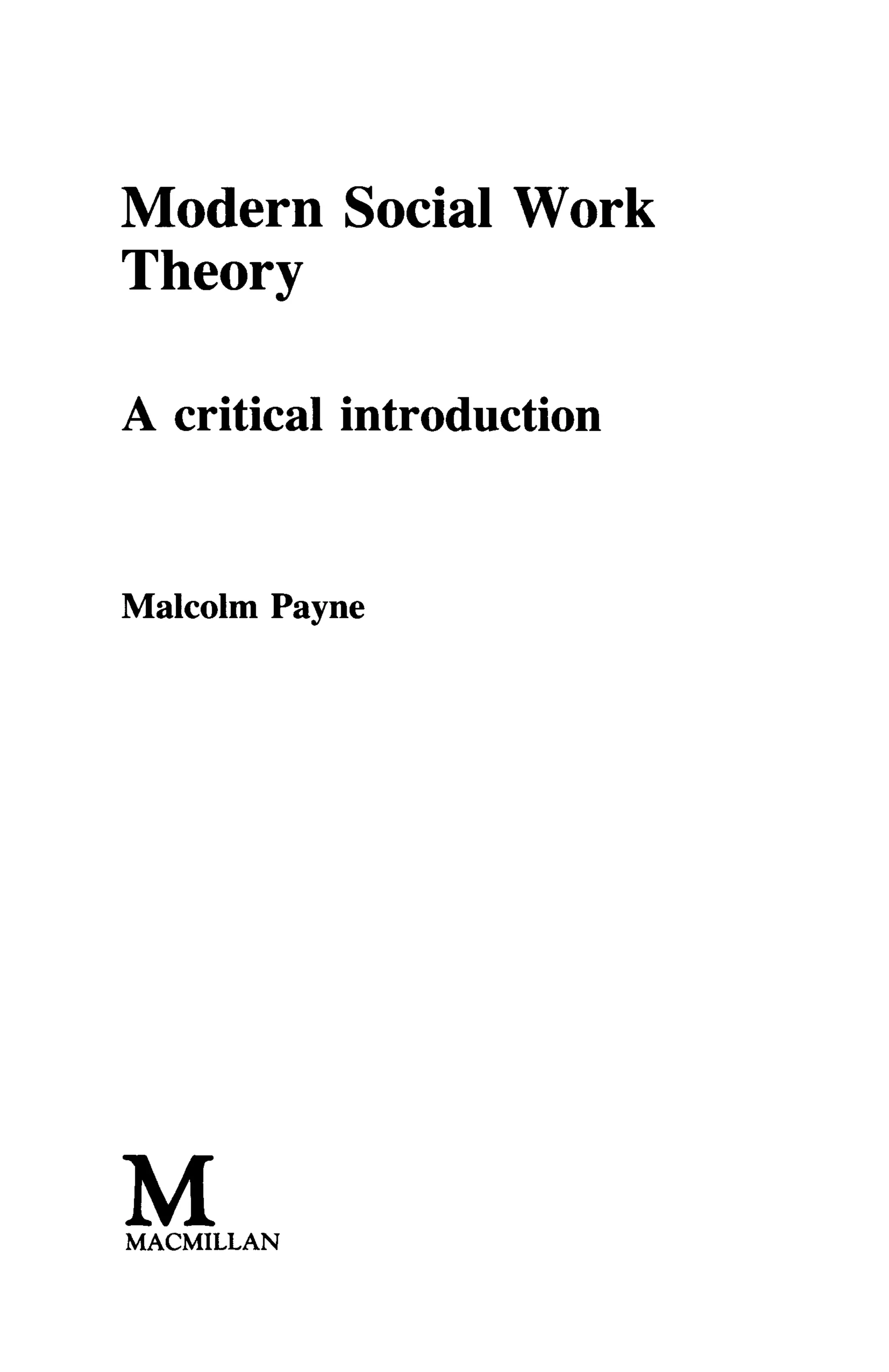 Modern Social Work Theory 1st Edition - Malcolm Payne | PDF