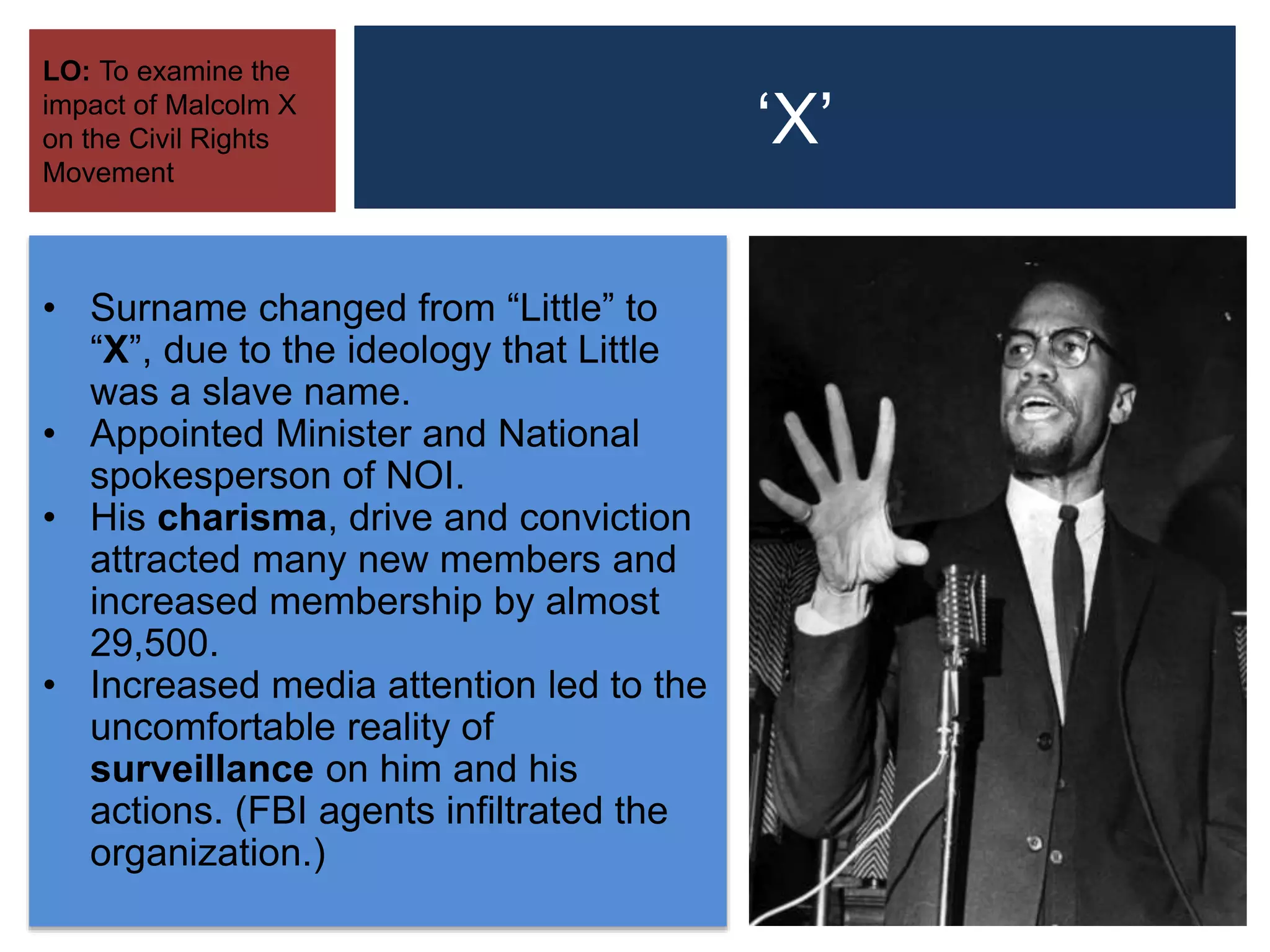 Malcolm X Role in the Civil Rights Movement | PPTX