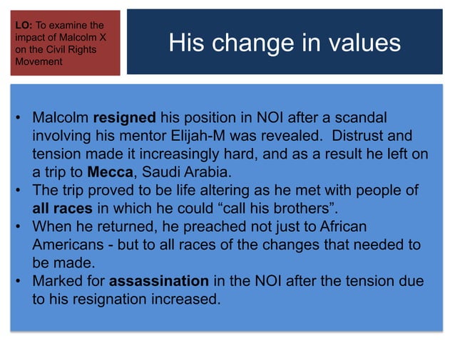 Malcolm X Role in the Civil Rights Movement | PPTX