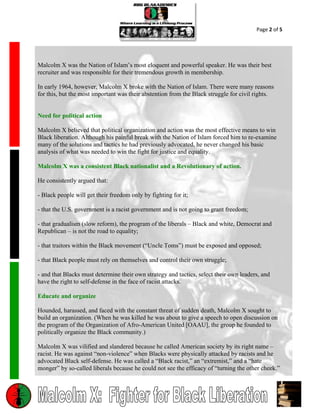Malcolm X Fighter for Black Liberation | PDF