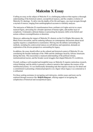 Malcolm X Essay | PDF