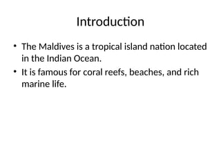 Power point Presentation on the land of beaches: Maldives | PPTX