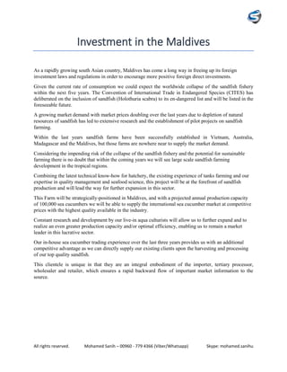 Maldives sea cucumber farm | PDF