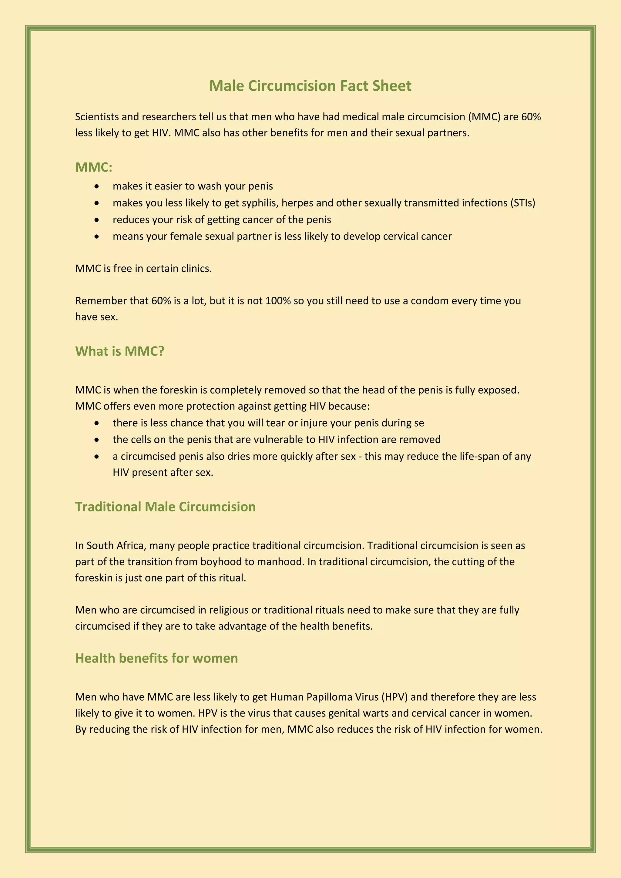 Male circumcision fact sheet | PDF