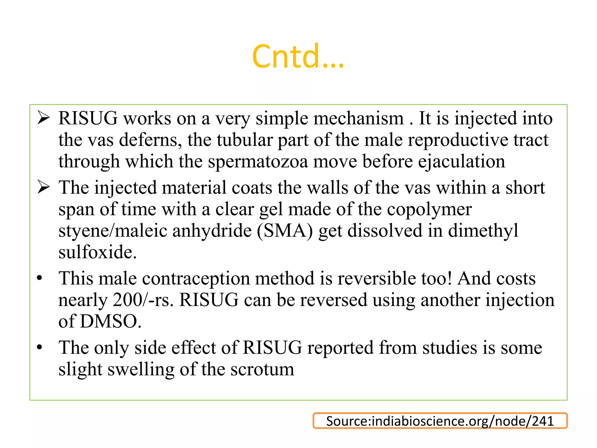 Male contraceptive risug | PPTX