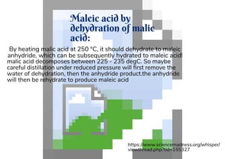 Maleic Acid. Properties synthesis spectral data | PPT
