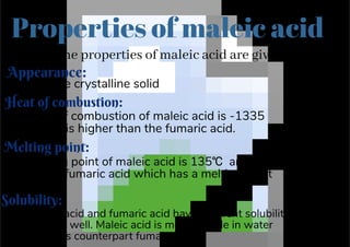 Maleic Acid. Properties synthesis spectral data | PDF