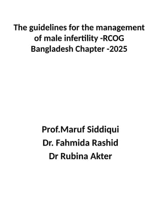 Male Infertility.pptx- Guideline for Management of Male Infertility | PPTX