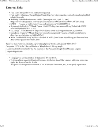 FRED MALEK (Wikipedia Information) | PDF