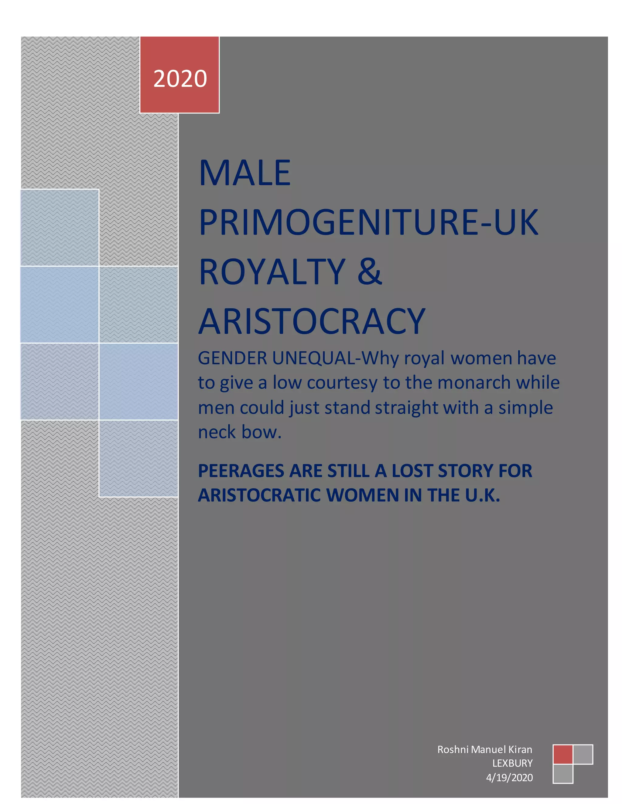Male primogeniture UK royalty & aristocracy | PDF